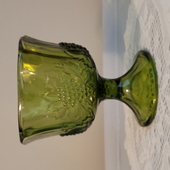 Vintage | Kitchen | Vintage Green Glass Footed Compote Embossed Grapes ...